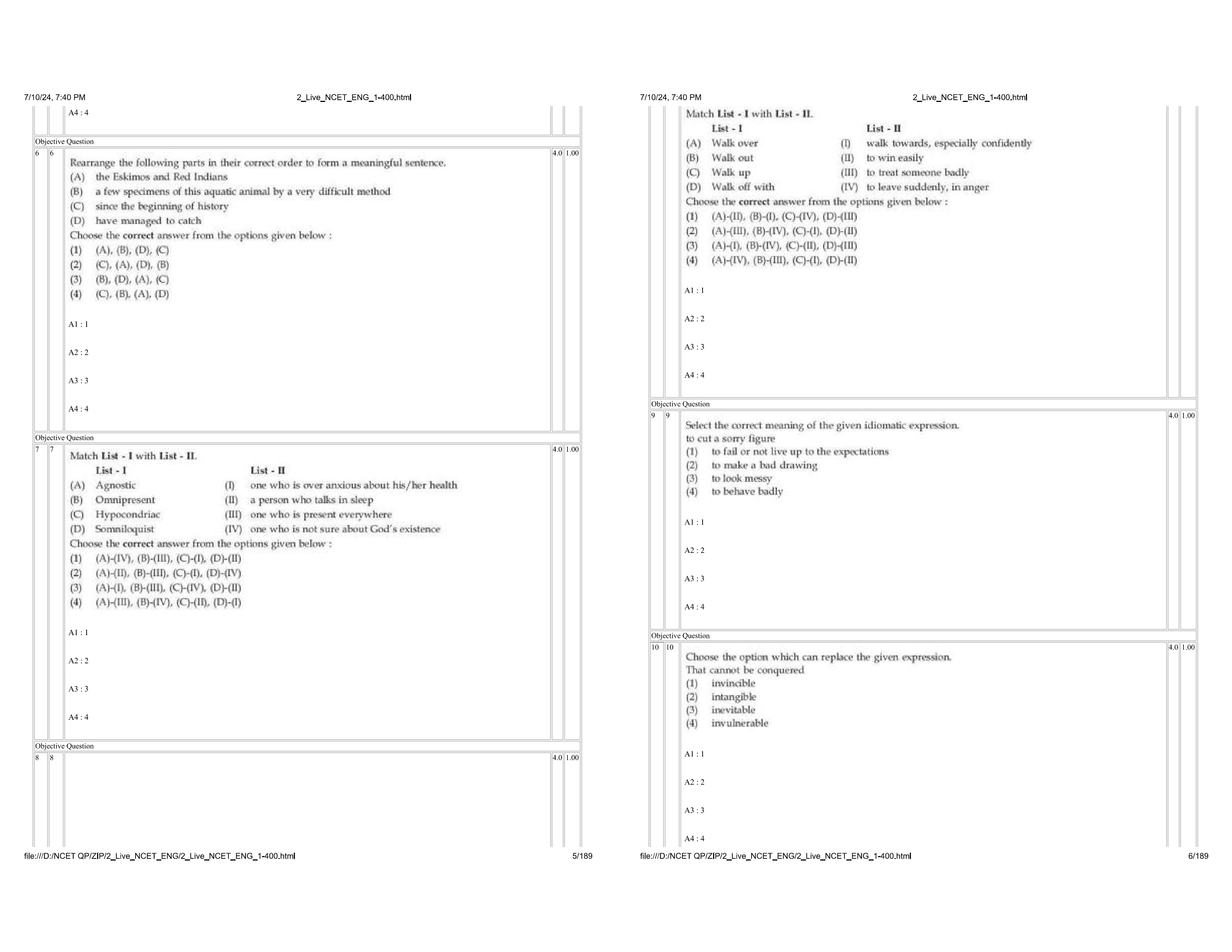 NCET 2024 Question Paper (PDF) - Download Here - AglaSem Admission