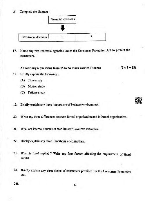 Kerala Plus Two Business Studies Model Exam Question Paper 2025 (PDF ...