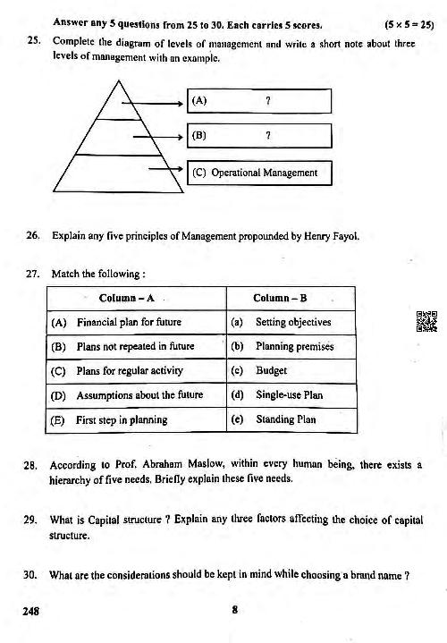 Kerala Plus Two Business Studies Model Exam Question Paper 2025 (PDF ...