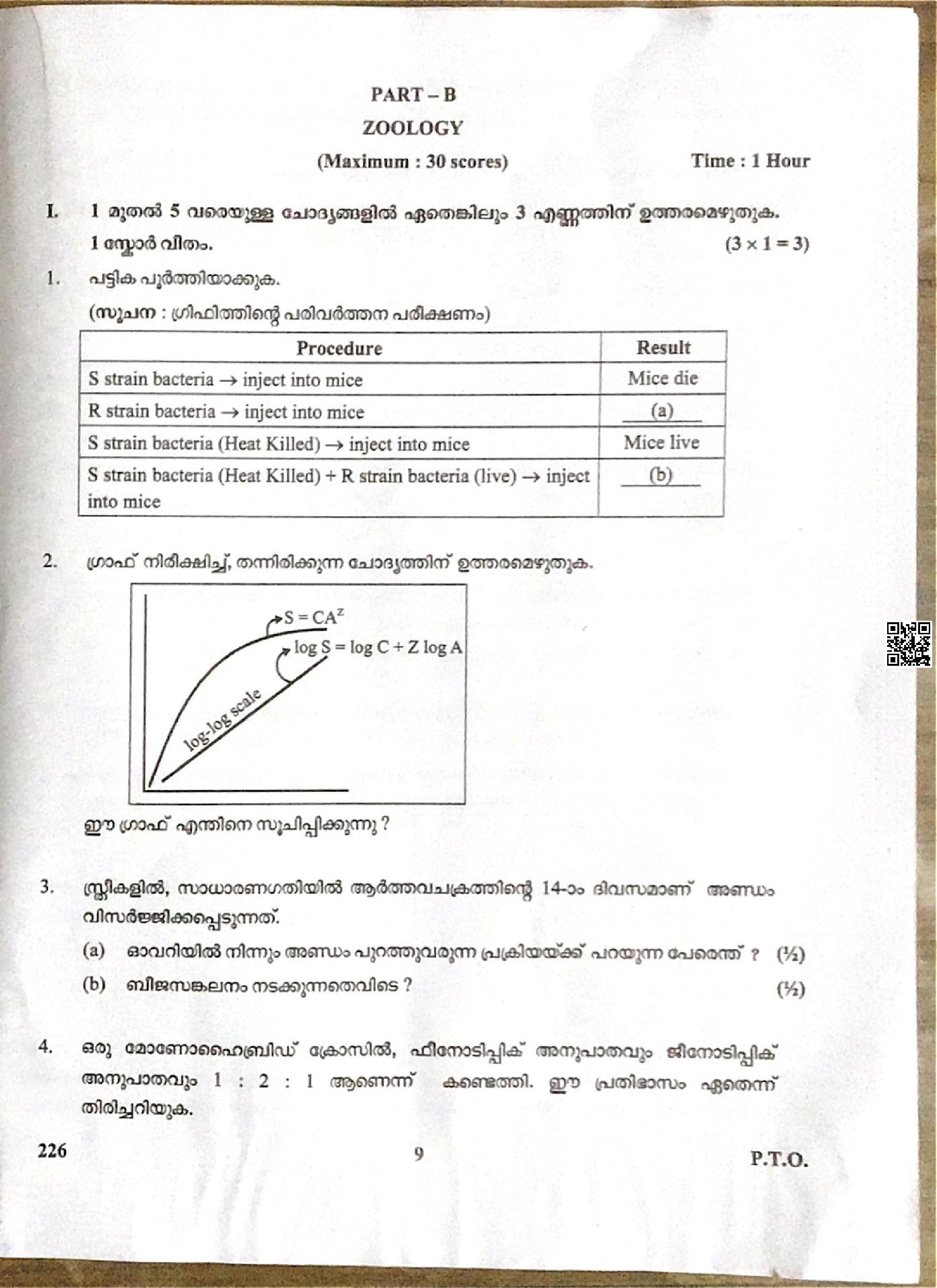 Kerala Plus Two Biology Model Exam Question Paper 2025 (PDF) - Download ...