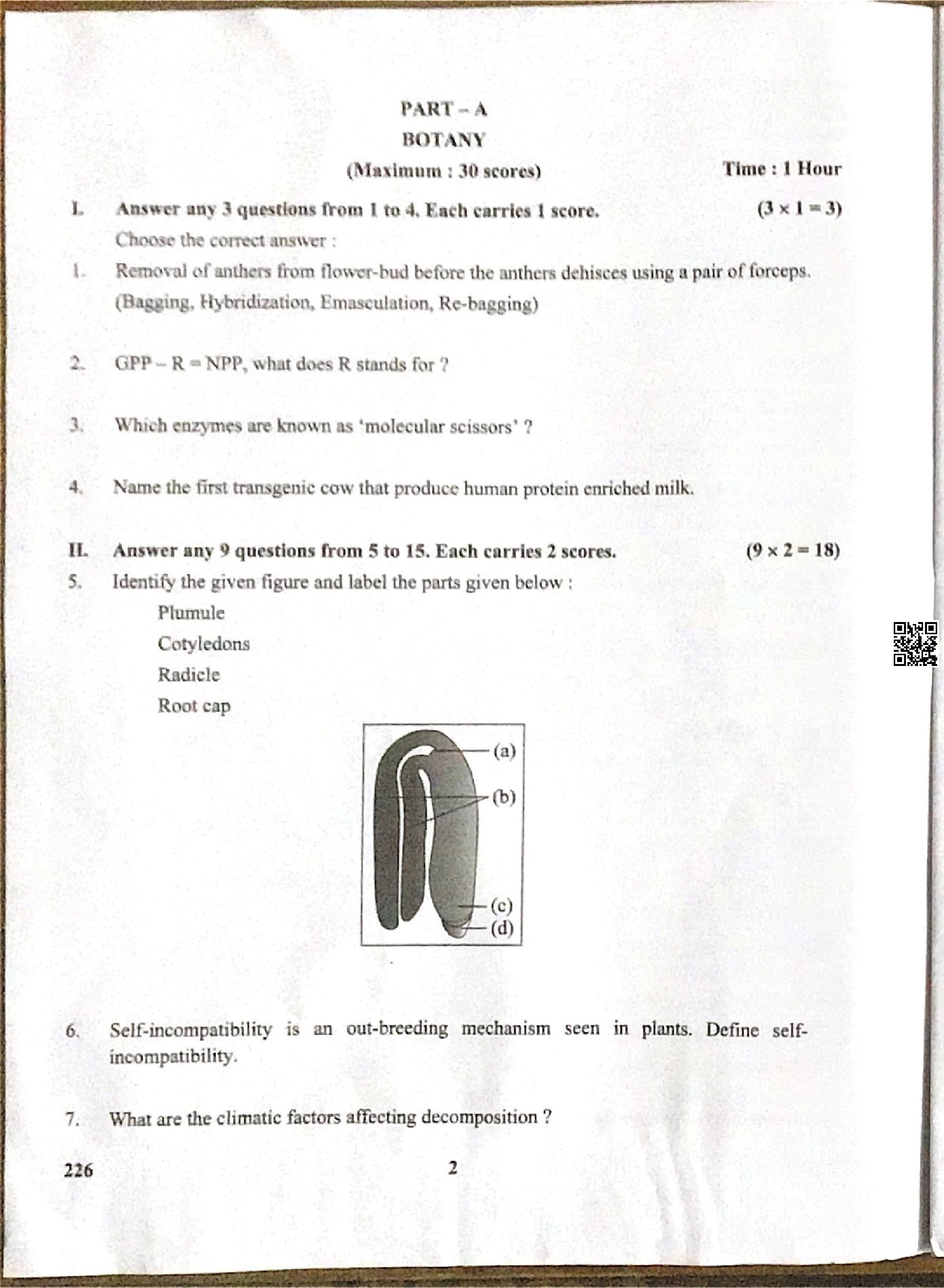 Kerala Plus Two Biology Model Exam Question Paper 2025 (PDF) - Download ...