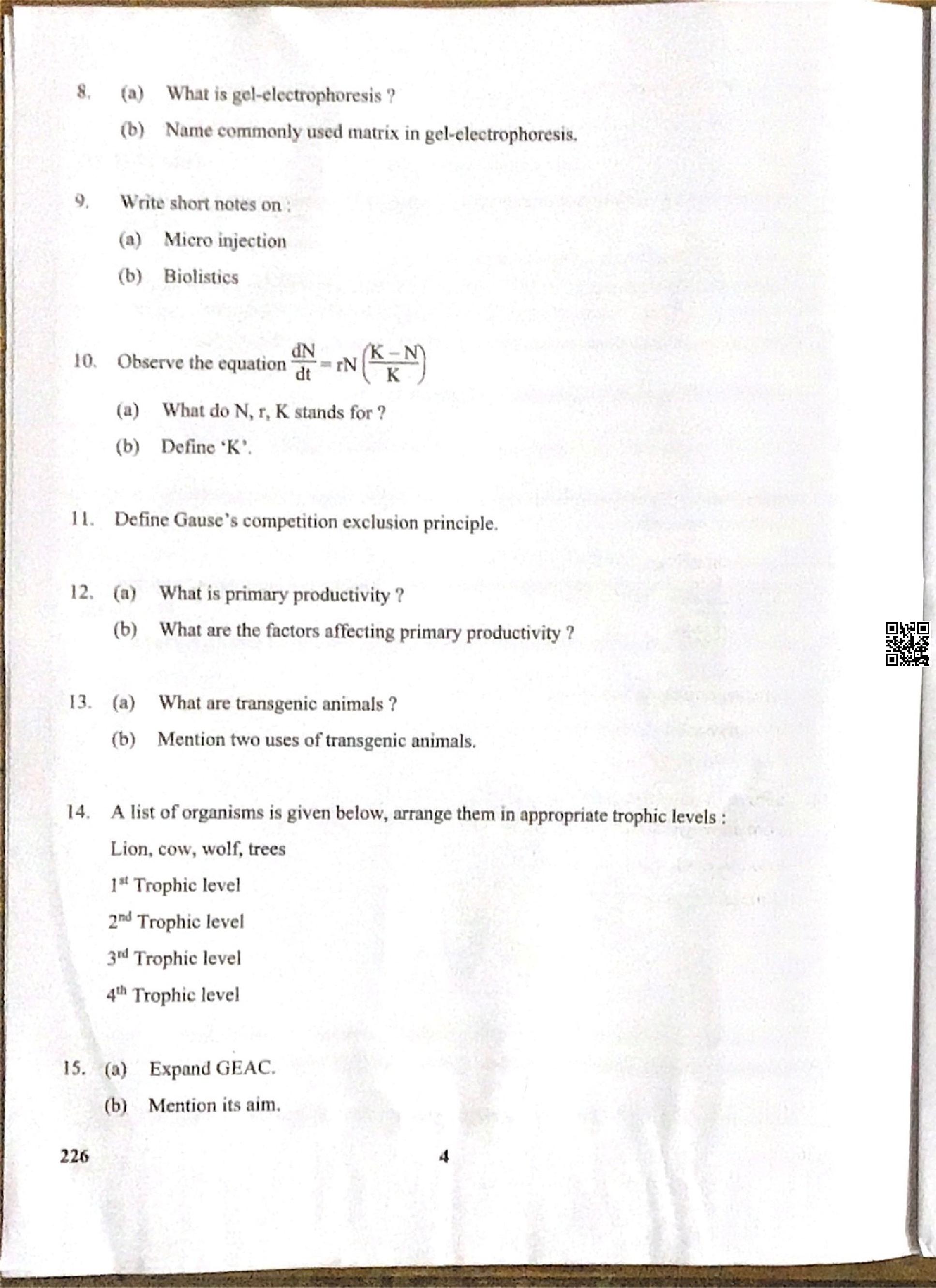 Kerala Plus Two Biology Model Exam Question Paper 2025 (PDF) - Download ...