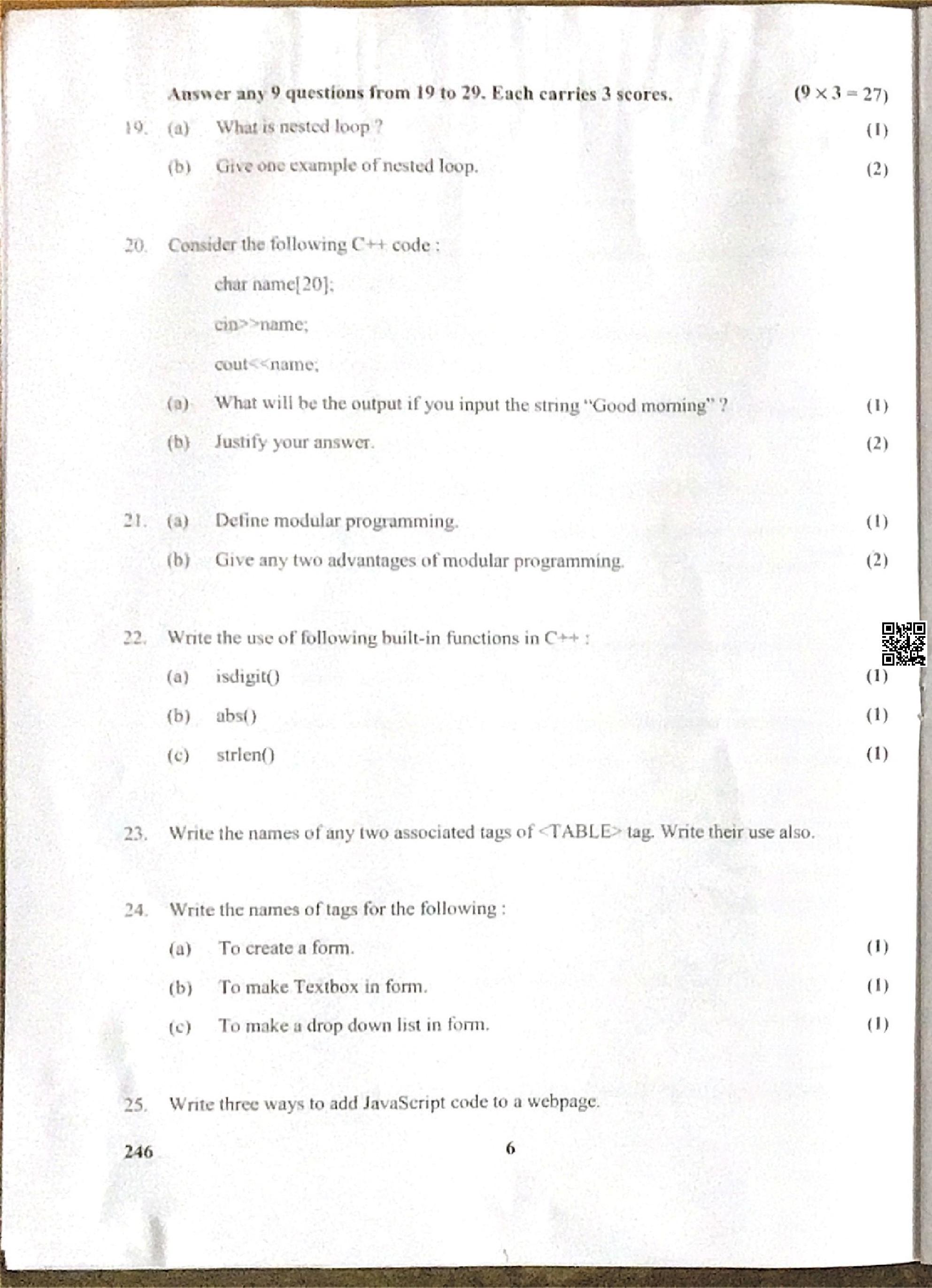 Kerala Plus Two Computer Application Model Exam Question Paper 2025 ...