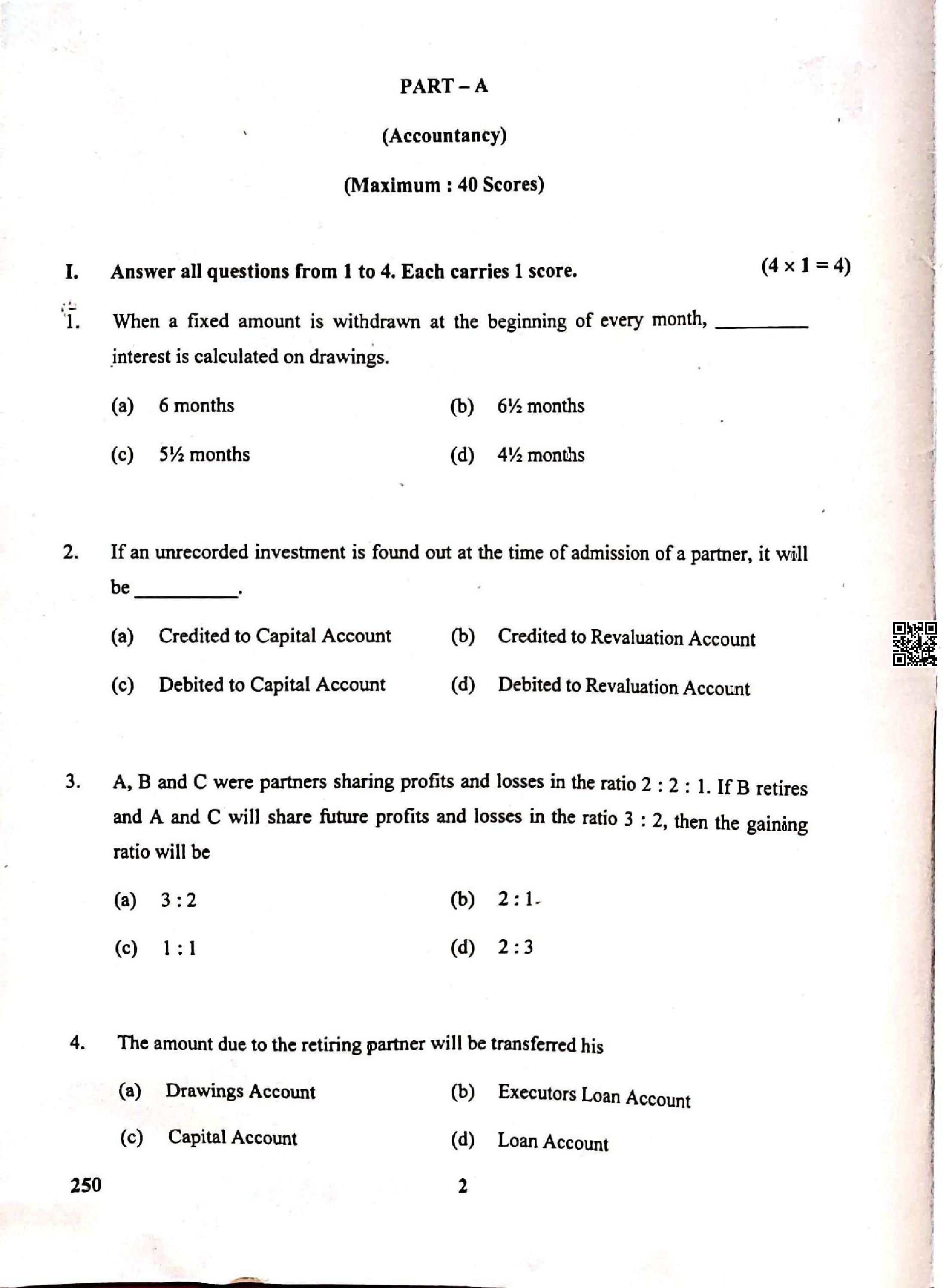 Kerala Plus Two Accountancy Model Exam Question Paper 2025 (PDF) - Download KBPE Class 12 Model ...