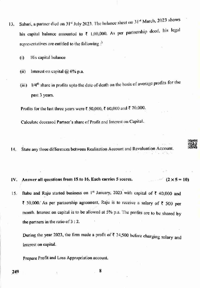 Kerala Plus Two Accountancy Model Exam Question Paper 2025 (PDF ...