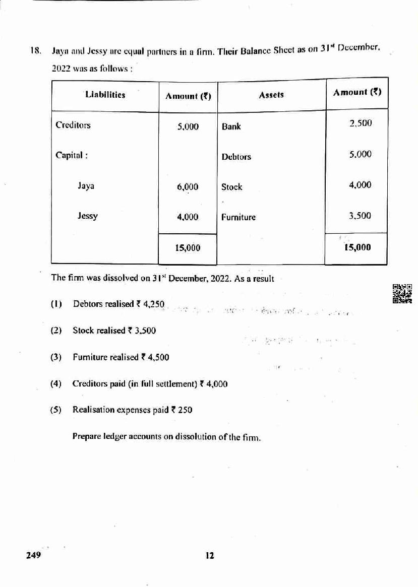 Kerala Plus Two Accountancy Model Exam Question Paper 2025 (PDF ...