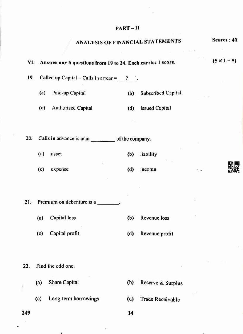 Kerala Plus Two Accountancy Model Exam Question Paper 2025 (PDF) - Download KBPE Class 12 Model ...