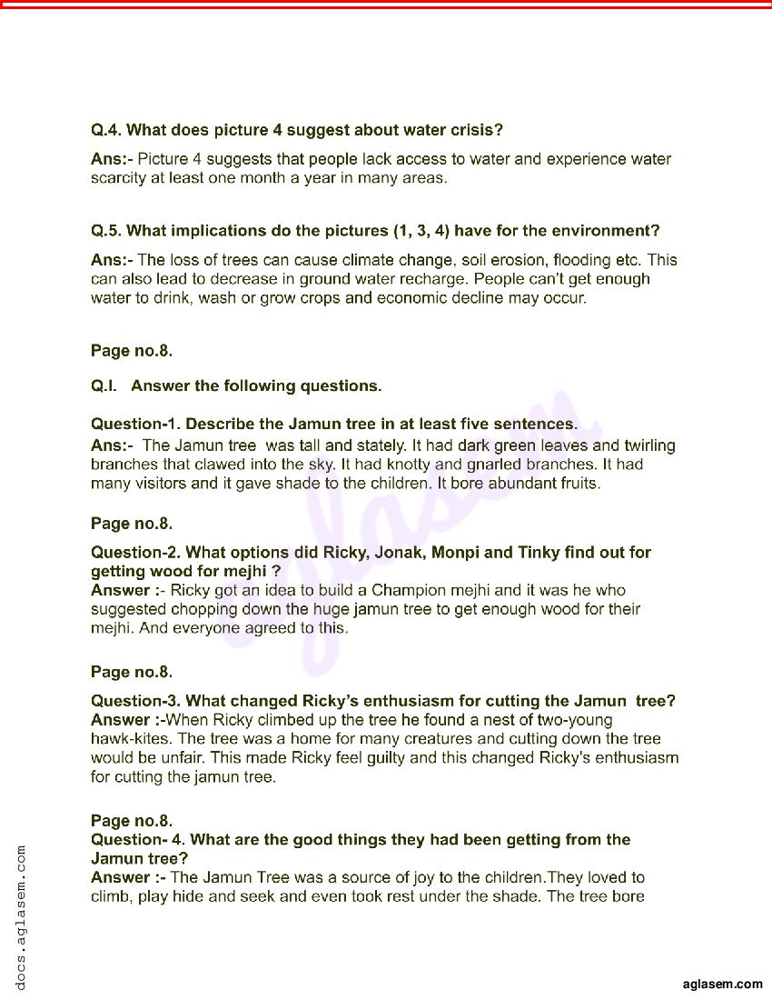 CGBSE Solutions For Class 9 English Chapter 1 A The Jamun Tree AglaSem