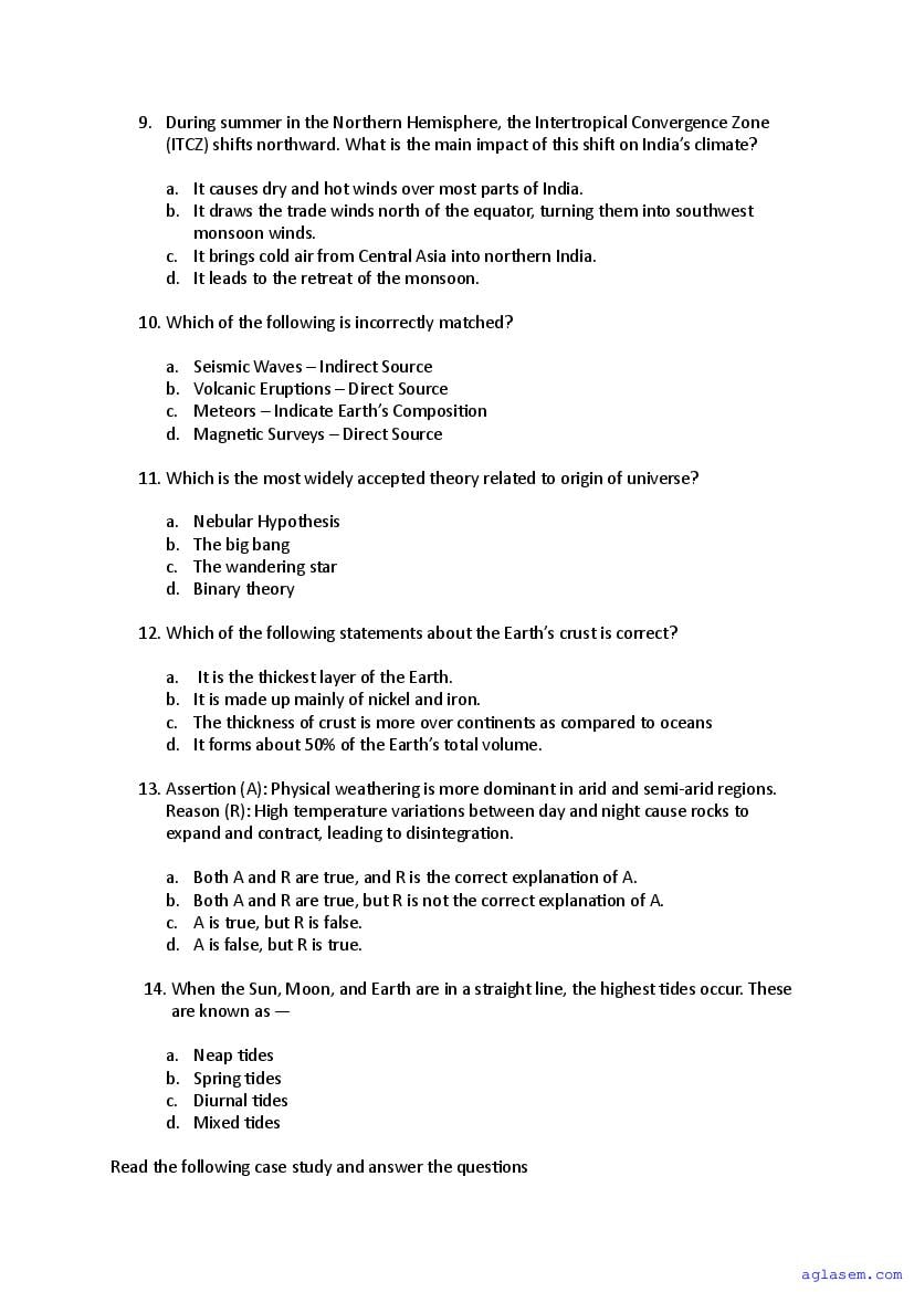 Class 11 Geography Sample Paper 2026 PDF - Download Geography Model ...