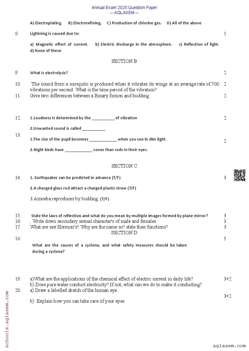Class 8 Science Question Paper 2025 (PDF) - Download 8th Std Annual ...