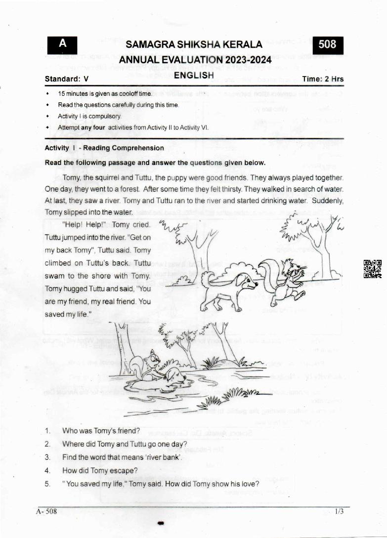 Kerala Class 5 English Question Paper 2024 (PDF) - AglaSem