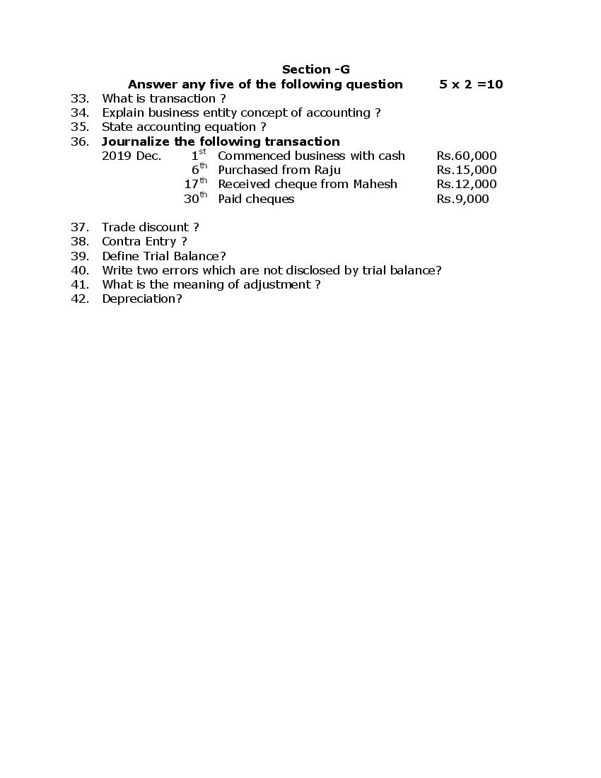 TS Intermediate 1st Year Commerce Model Question Paper