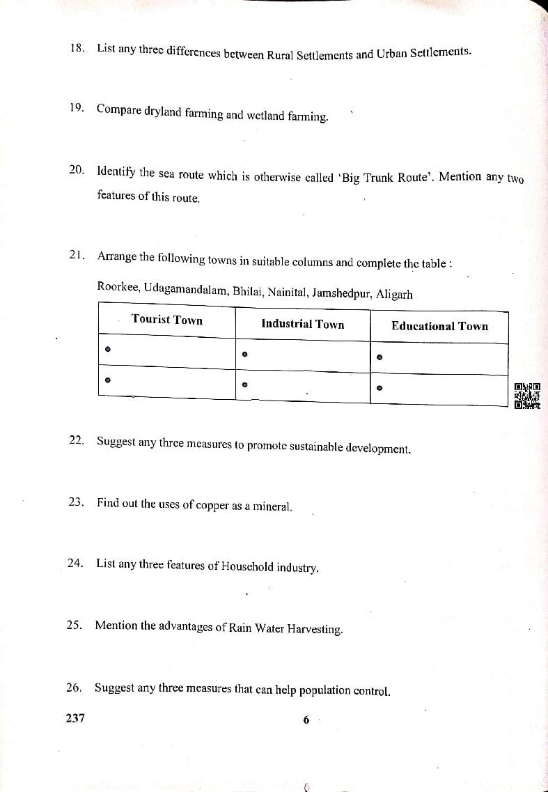 Kerala Plus Two Geography Model Exam Question Paper 2025 (PDF ...