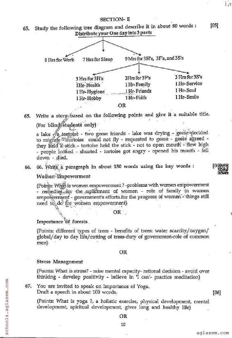 GSEB Std 12th English SL Model Paper 2025 (PDF) - Download Gujarat Board Class 12 English SL ...