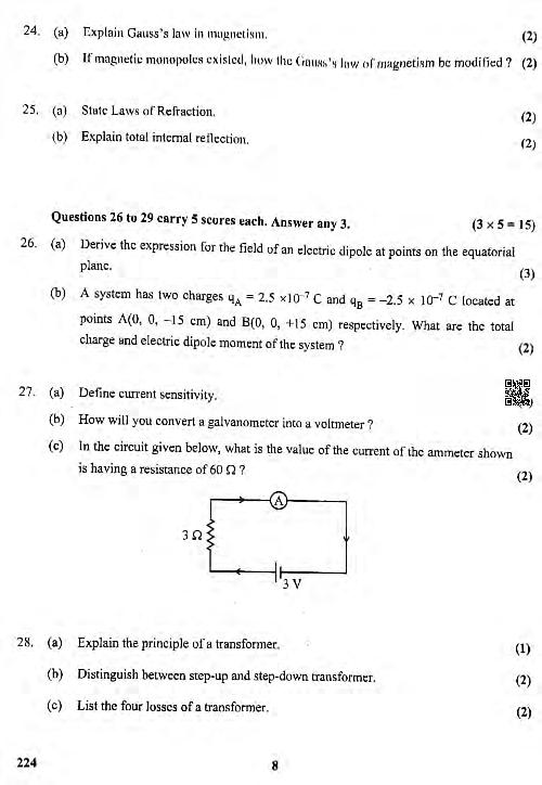 Kerala Plus Two Physics Model Exam Question Paper 2025 (PDF) - Download ...