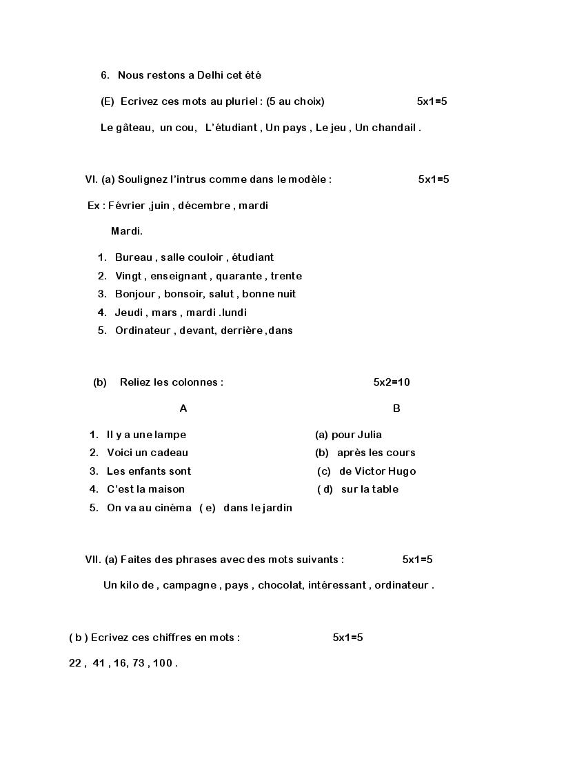 TS Intermediate 1st Year French Model Question Paper