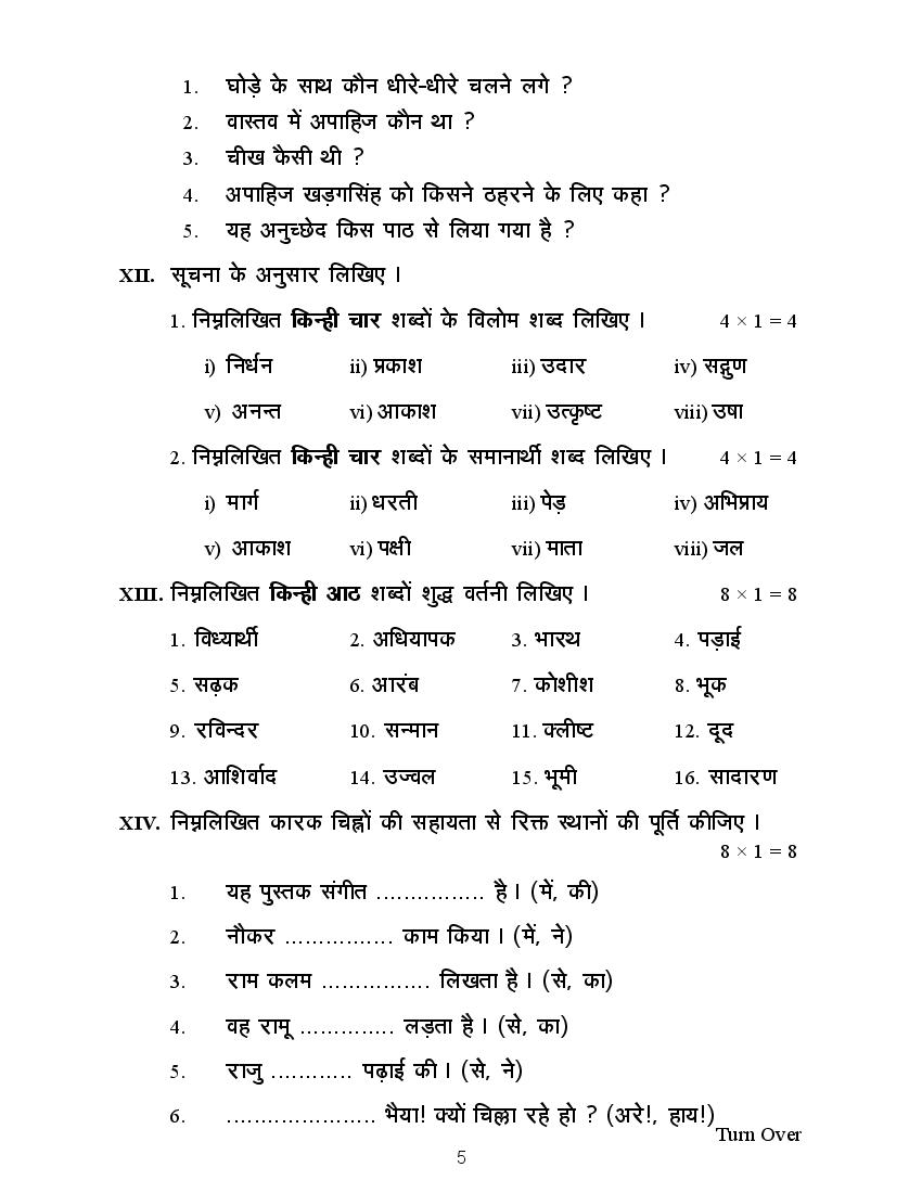 TS Intermediate 1st Year Hindi Model Question Paper
