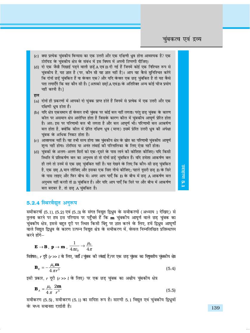UP Board Book Class 12 Physics (भौतिकी विज्ञान) Chapter 5 चुम्बकत्व एवं ...