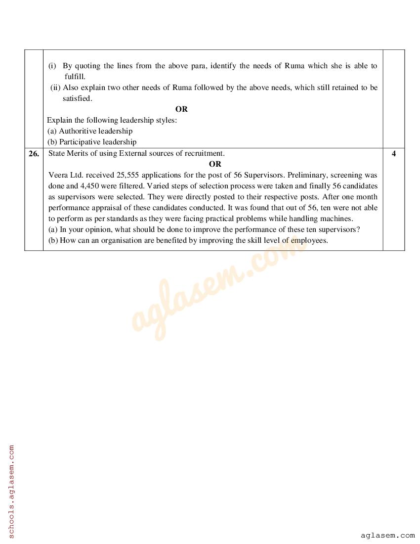 Class 12 Business Studies Pre Board Sample Paper 2024 - Download PDF