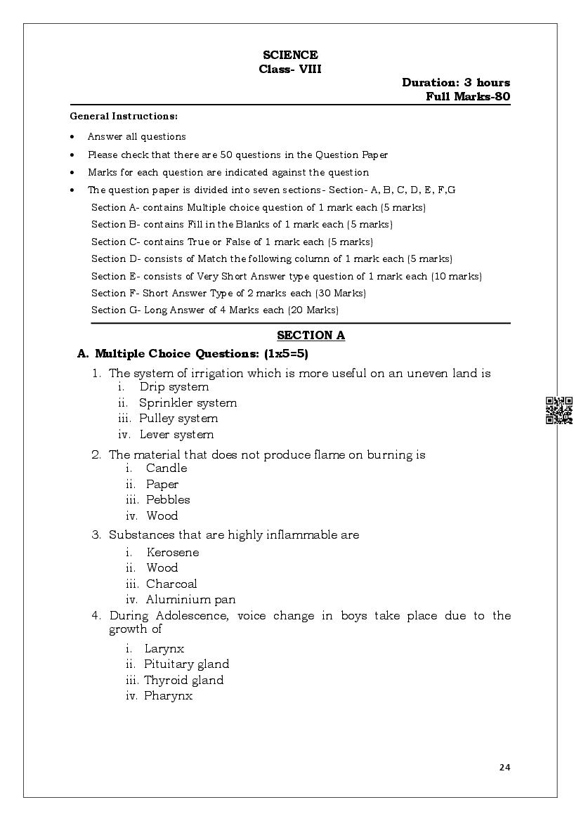 MBOSE Class VIII Science Sample Paper 2026 (PDF) - Download Meghalaya ...