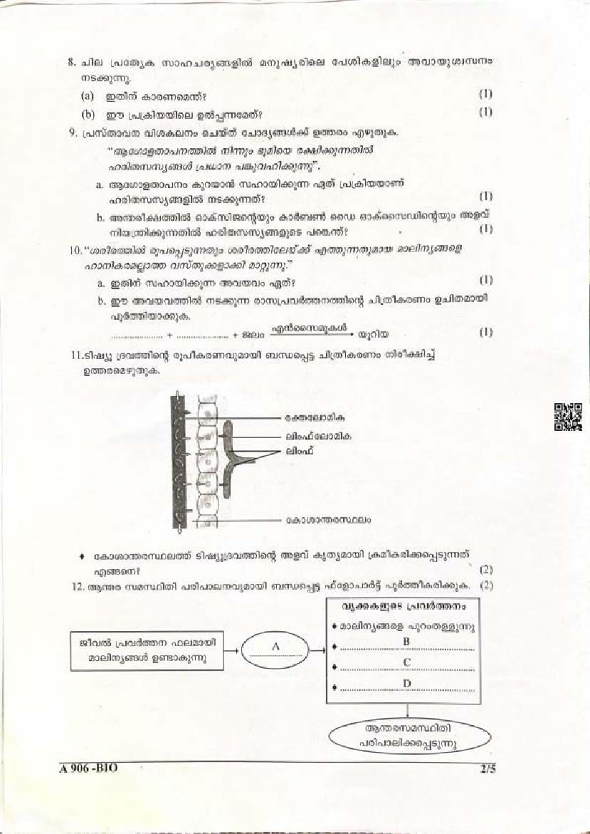 Class 9 Biology Christmas Exam Question Paper 2024 | Kerala Std 9 ...