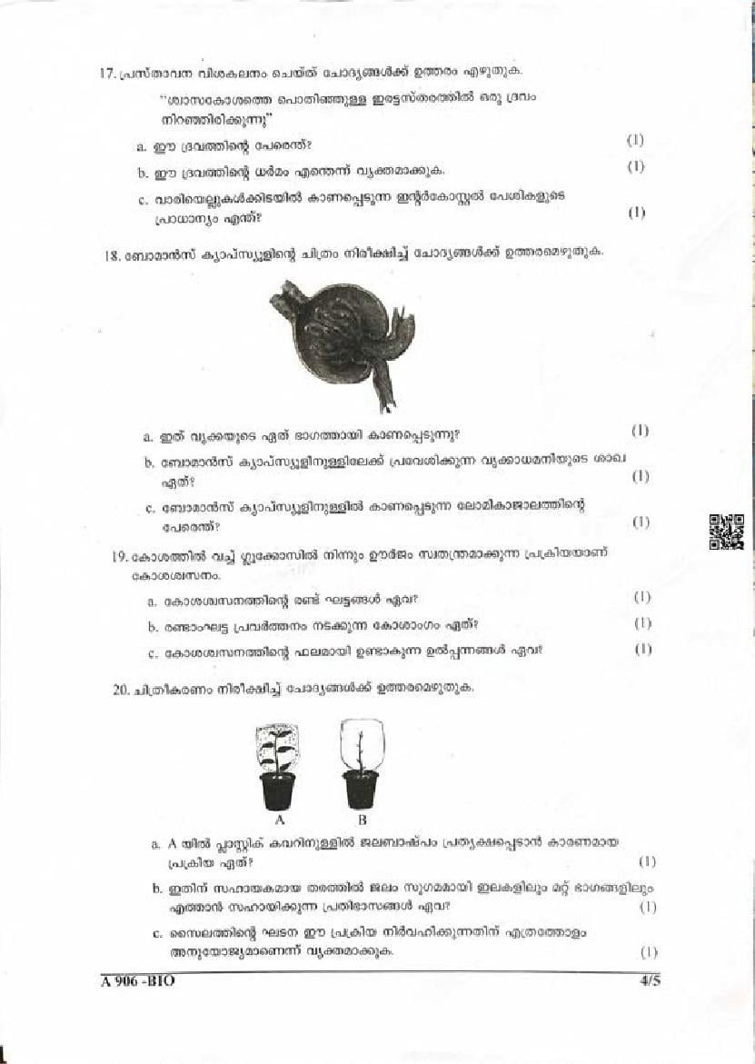 Class 9 Biology Christmas Exam Question Paper 2024 | Kerala Std 9 ...