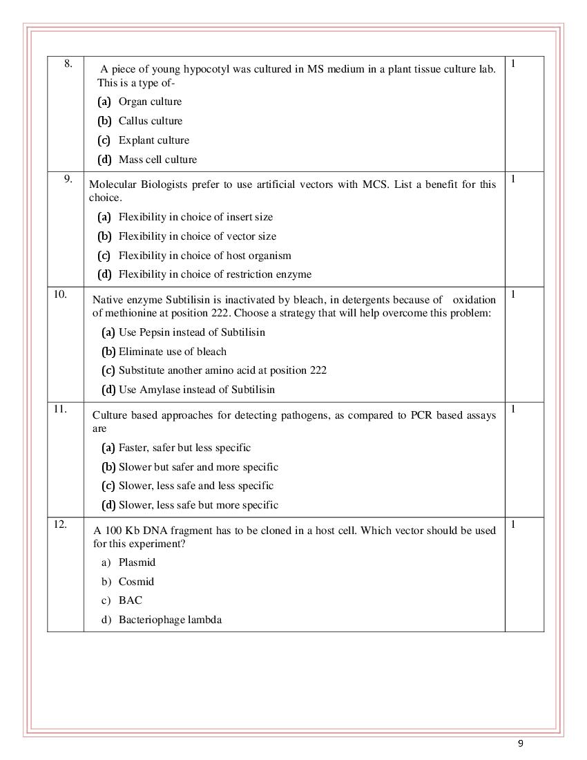 CBSE Class 12 Biotechnology Sample Paper 2023 (PDF) – Class 12 ...
