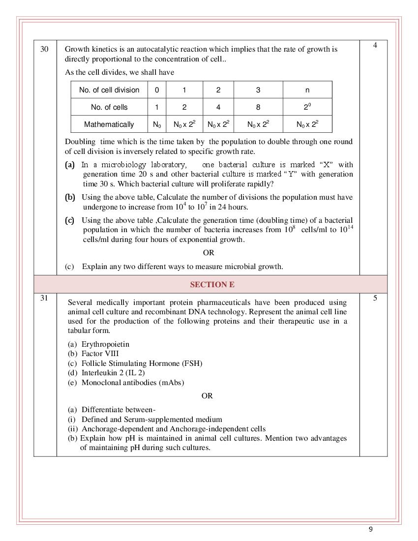 CBSE Class 12 Biotechnology Sample Paper 2023 (PDF) - Class 12 ...