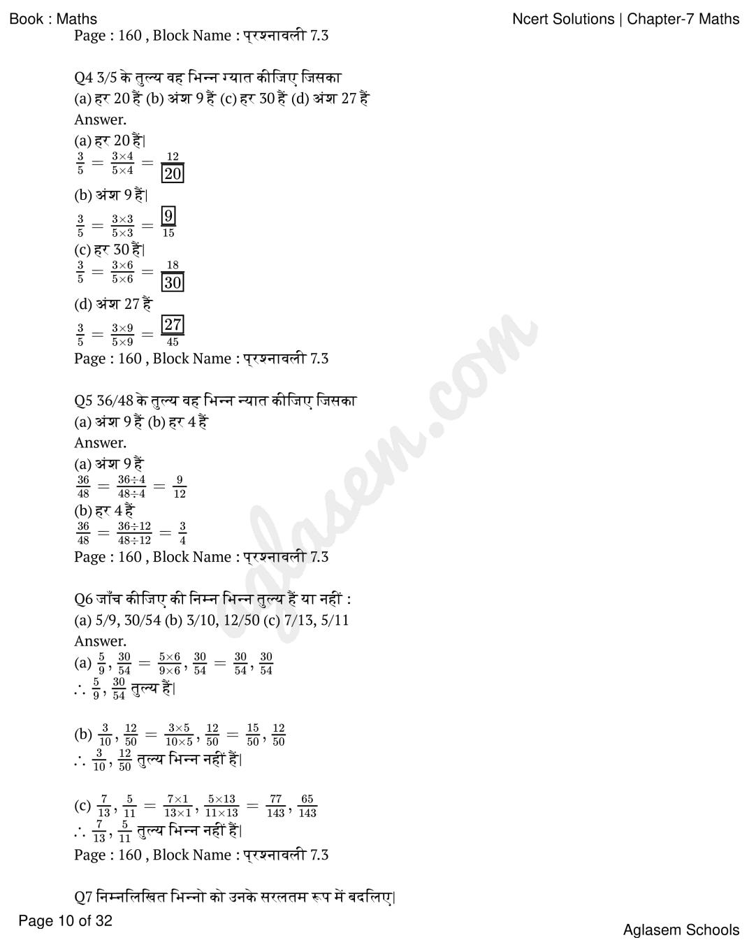 RBSE Solutions For Class 6 Maths Chapter 7 Fractions 