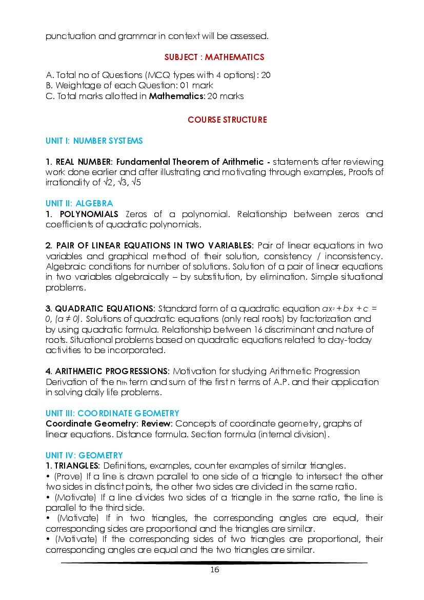 JNV Class 11th Lateral Entry Syllabus 2026 (PDF) (Updated) - AglaSem