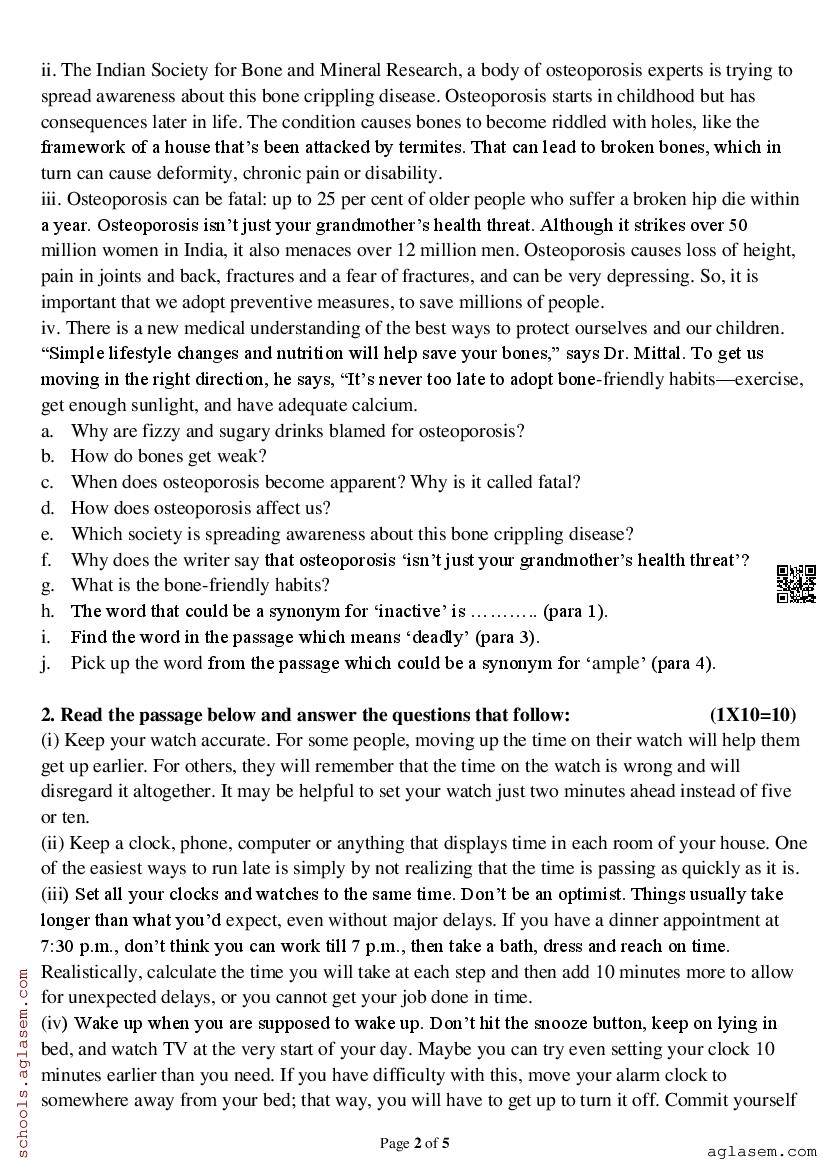 Class 9 English Mid Term Question Paper 2025 | Download 9th Term 1 Exam ...