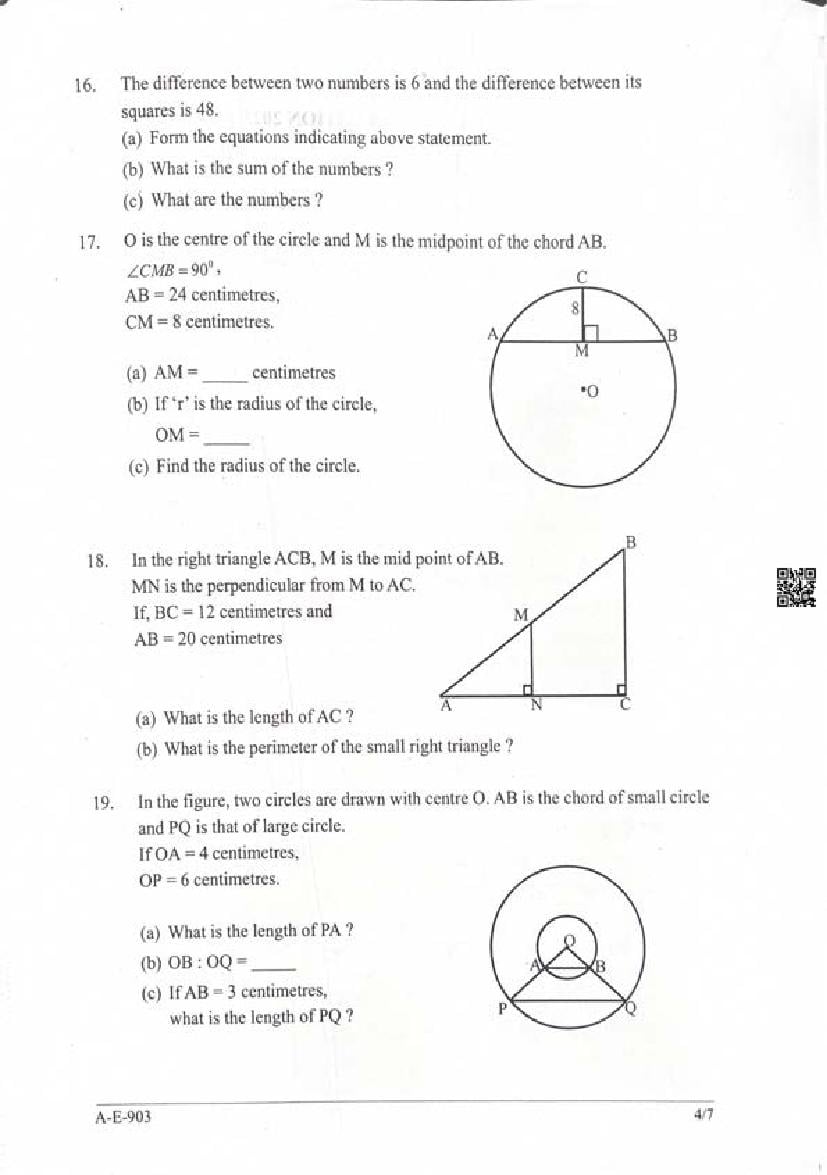 Class 9 Maths Christmas Exam Question Paper 2024 | Kerala Std 9 Second Term Maths Question Paper ...