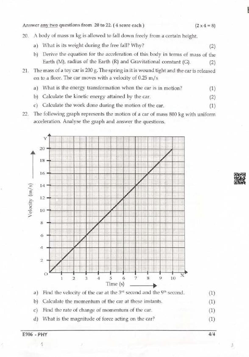 Class 9 Physics Christmas Exam Question Paper 2024 | Kerala Std 9 ...