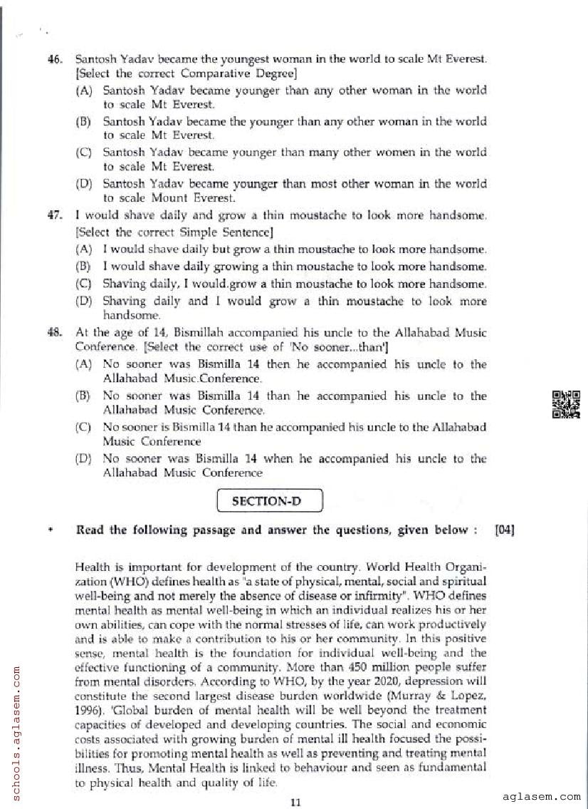 GSEB Std 9th English FL Model Paper 2025 (PDF) - Download Gujarat Board ...