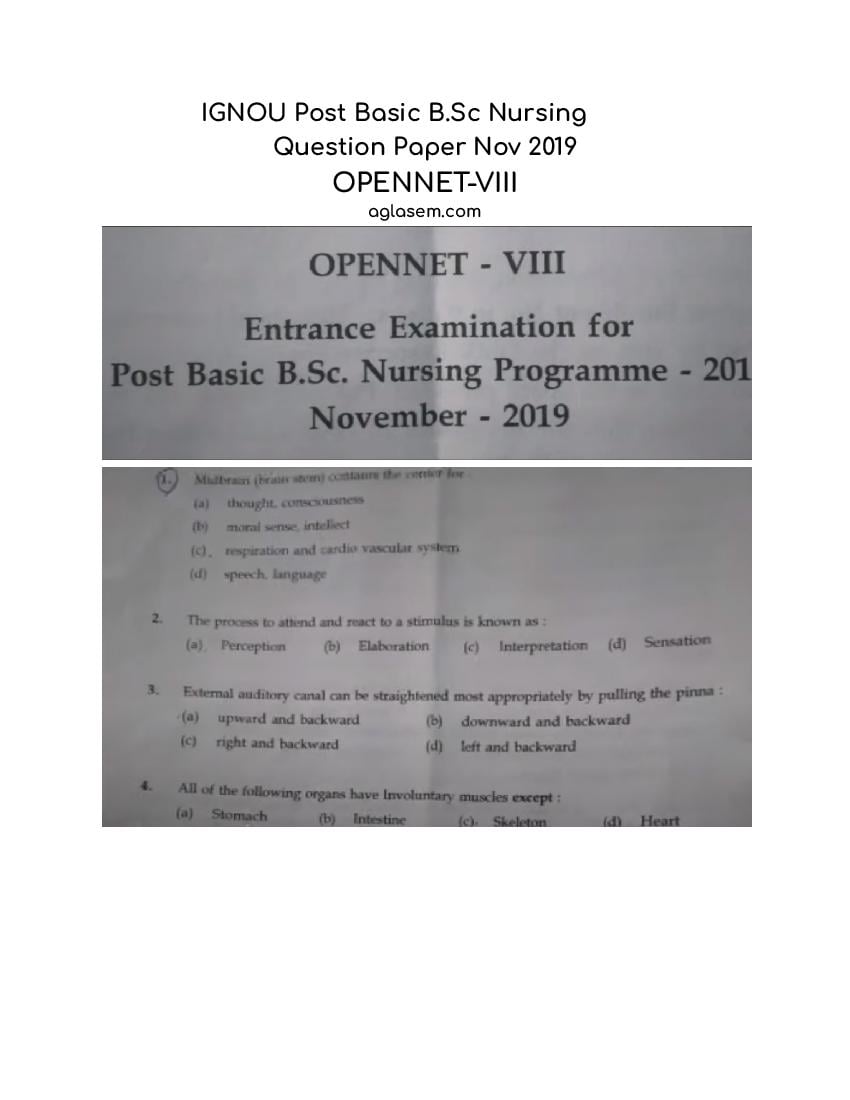 IGNOU OPENNET 2019 Question Paper