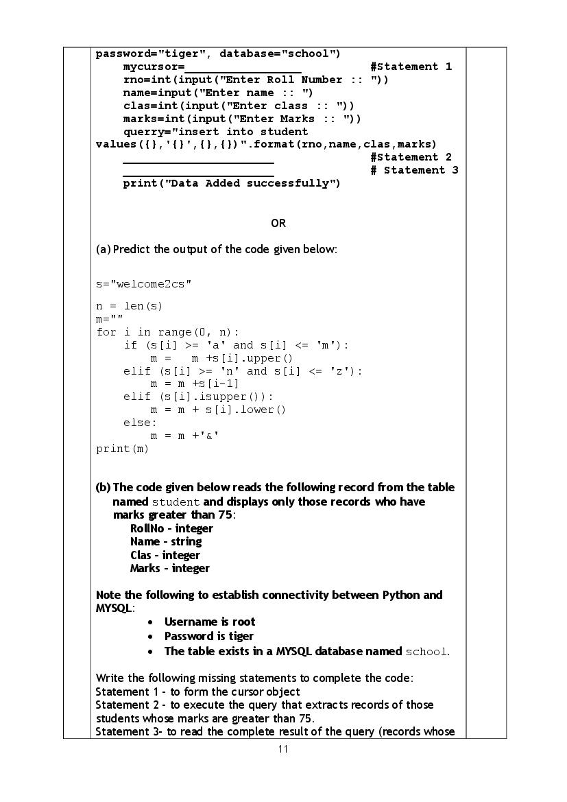 CBSE Class 12 Computer Science Sample Paper 2023 PDF Class 12