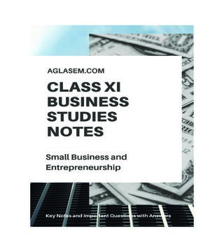 Class 11 Business Studies Notes for Small Business and Enterprises