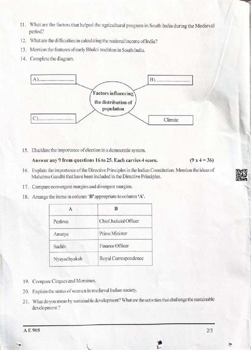 Class 9 Social Science Christmas Exam Question Paper 2024 | Kerala Std 9 Second Term Social ...