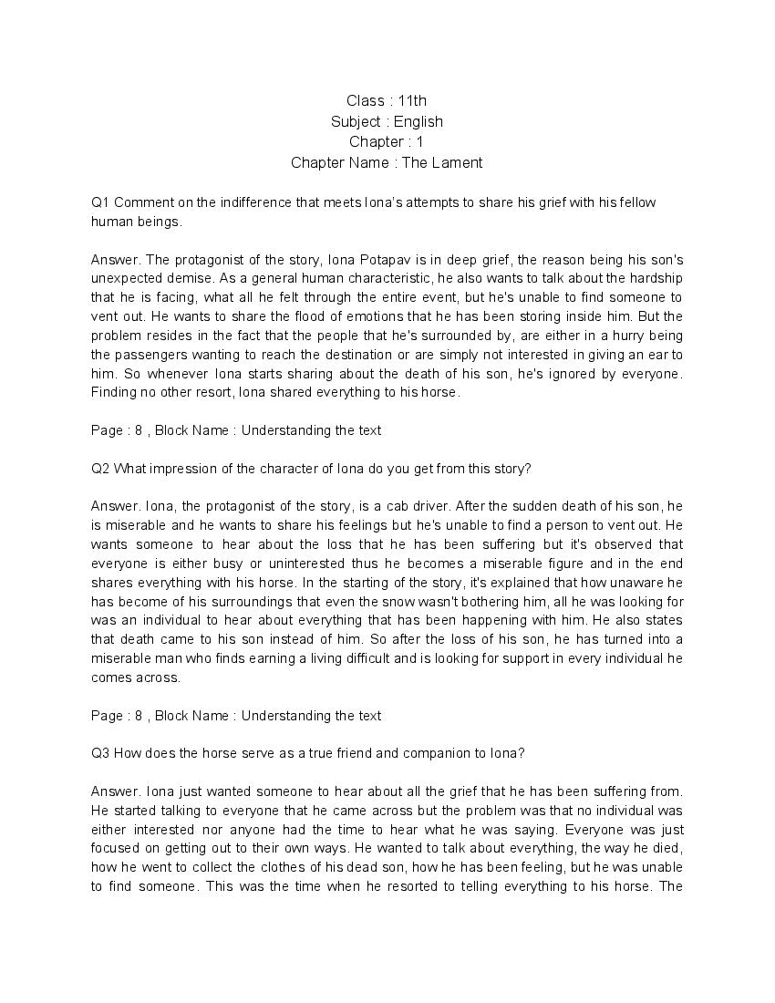 11 1 The Lament NCERT Expert 11 1 The Lament NCERT Expert