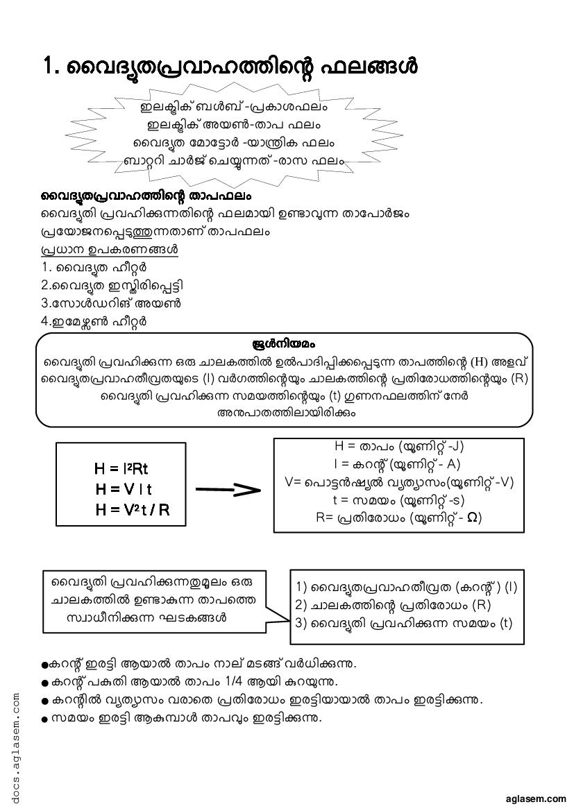 Kerala Class 10 Physics Notes PDF Kerala Syllabus SSLC Physics Kerala Class 10 Physics Notes PDF Kerala Syllabus SSLC Physics