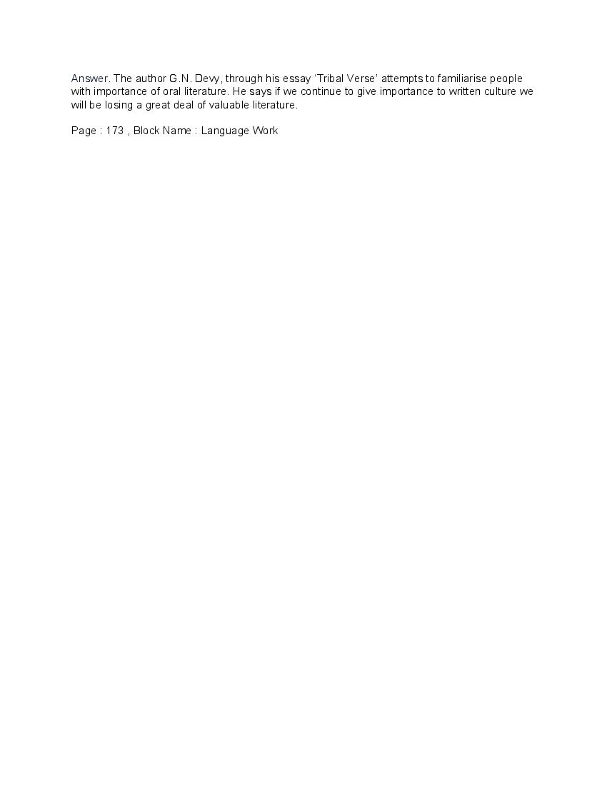 NCERT Solutions For Class 11 English Chapter 4 Tribal Verse PDF NCERT Solutions For Class 11 English Chapter 4 Tribal Verse PDF