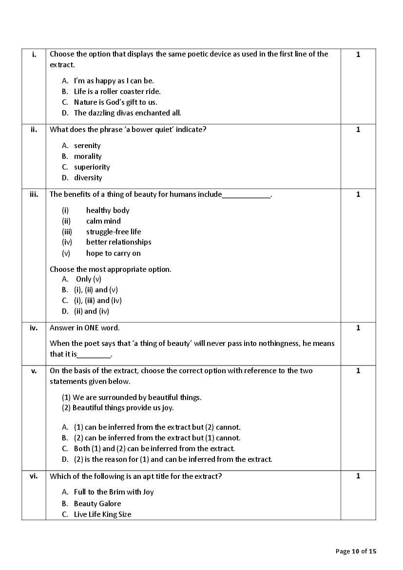 Class 12 English Core Sample Paper 2023 24 Image To U