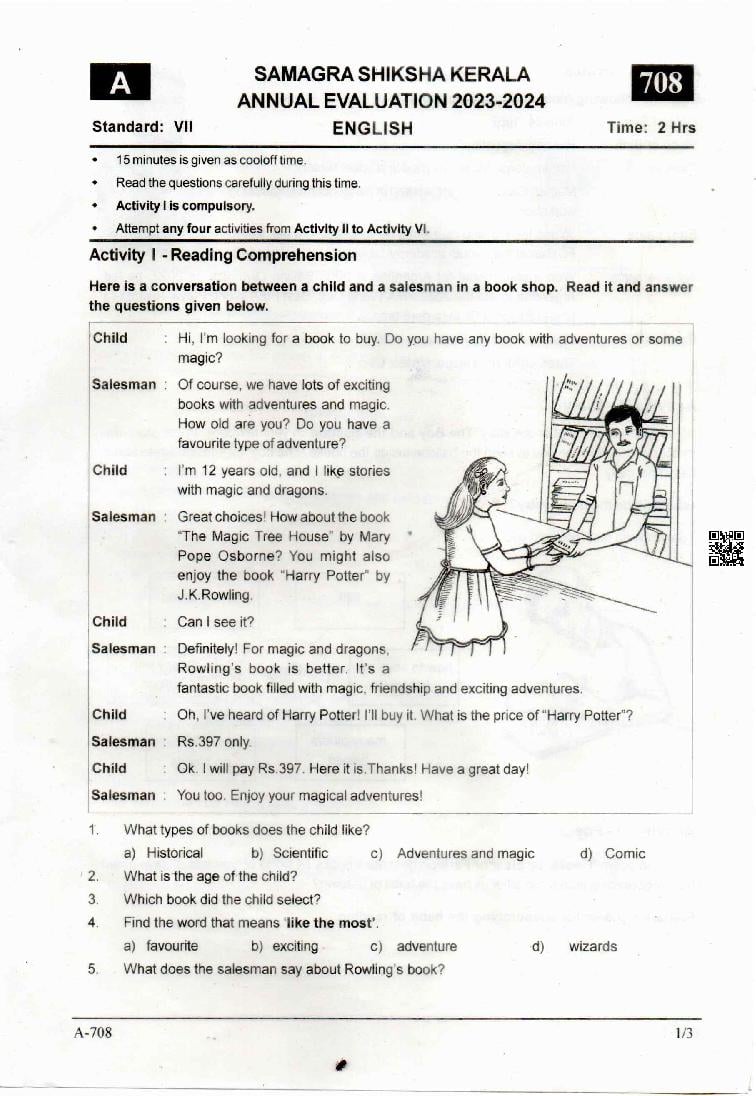 Kerala Class 7 English Question Paper 2024 (PDF) - AglaSem