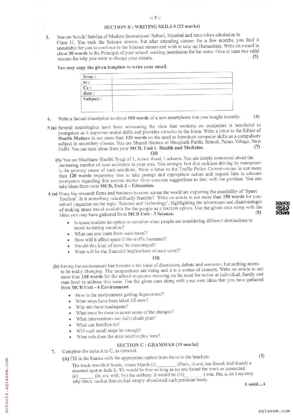 Class 10 English Communicative Mid Term Question Paper 2025 | Download ...