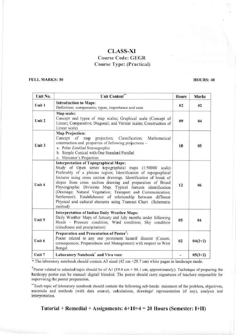 WBCHSE Class 11 Geography Syllabus 2024 PDF West Bengal Board Class