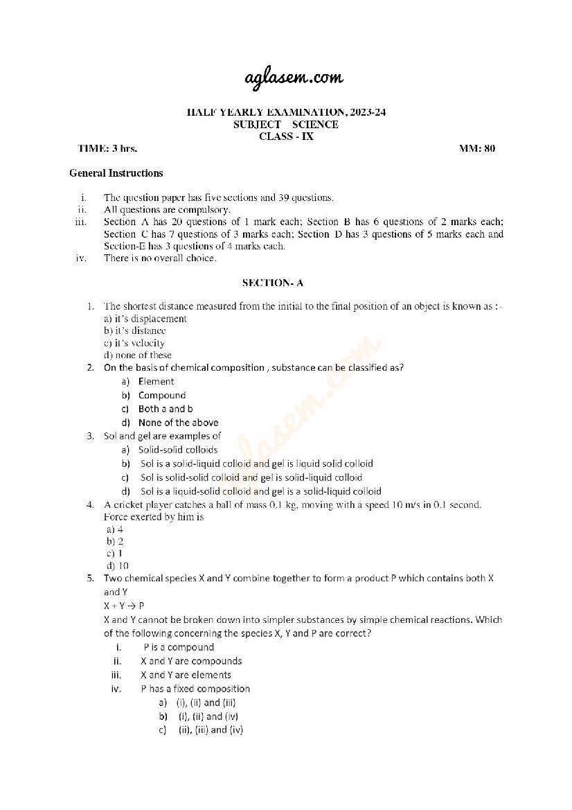 Class 9 Science Half Yearly Question Paper 2024 Download 9th Half Class 9 Science Half Yearly Question Paper 2024 Download 9th Half