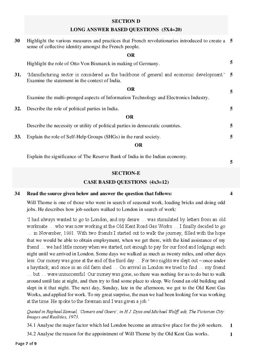 CBSE Class 10 Social Science Sample Paper 2023 PDF Class 10 Social CBSE Class 10 Social Science Sample Paper 2023 PDF Class 10 Social