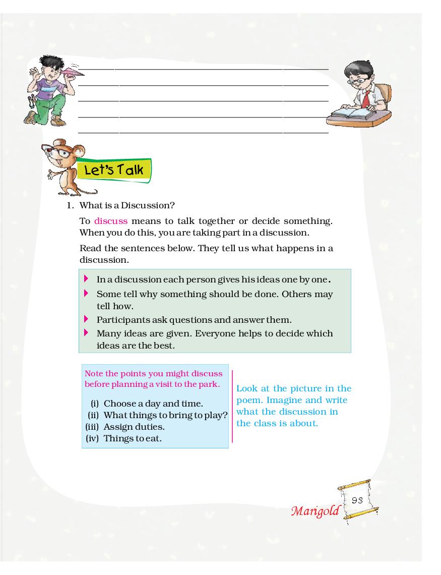 NCERT Book Class 5 English Chapter 6 Class Discussion The Talkative
