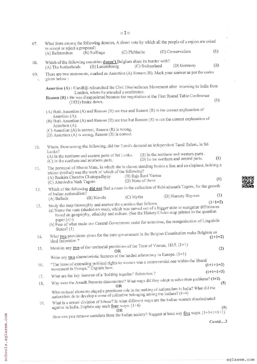Class 10 Social Science Mid Term Question Paper 2025 | Download 10th ...