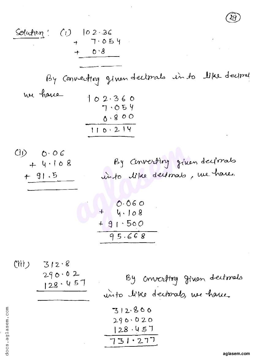 RD Sharma Solutions For Class 6 Decimals Exercise 7 8 PDF RD Sharma